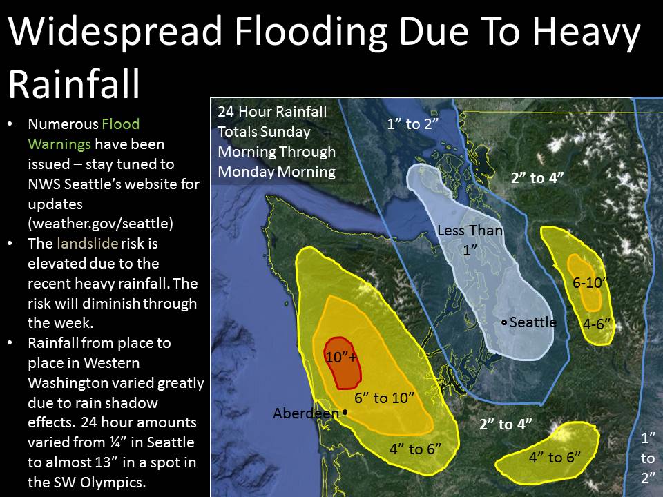 OUR WEATHER — Rainfall map for Peninsula, western Washington ...