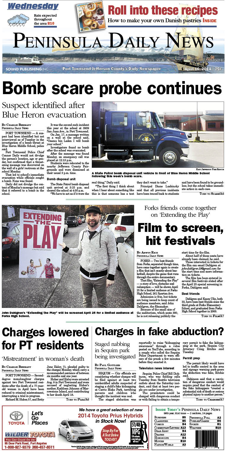 Check out today's PDN Page 1 | Peninsula Daily News
