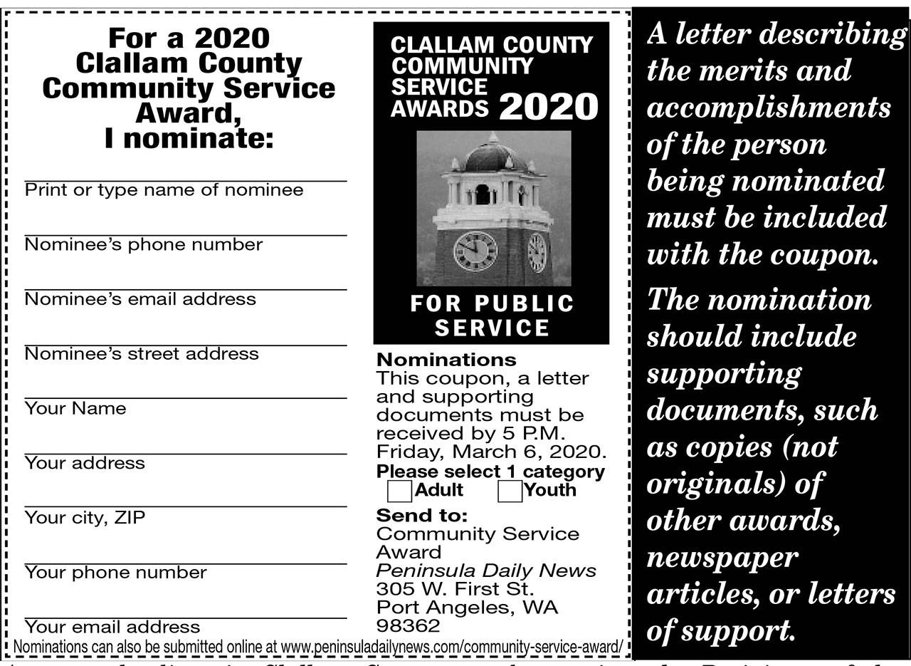Community Service Award nominations accepted now | Peninsula Daily News