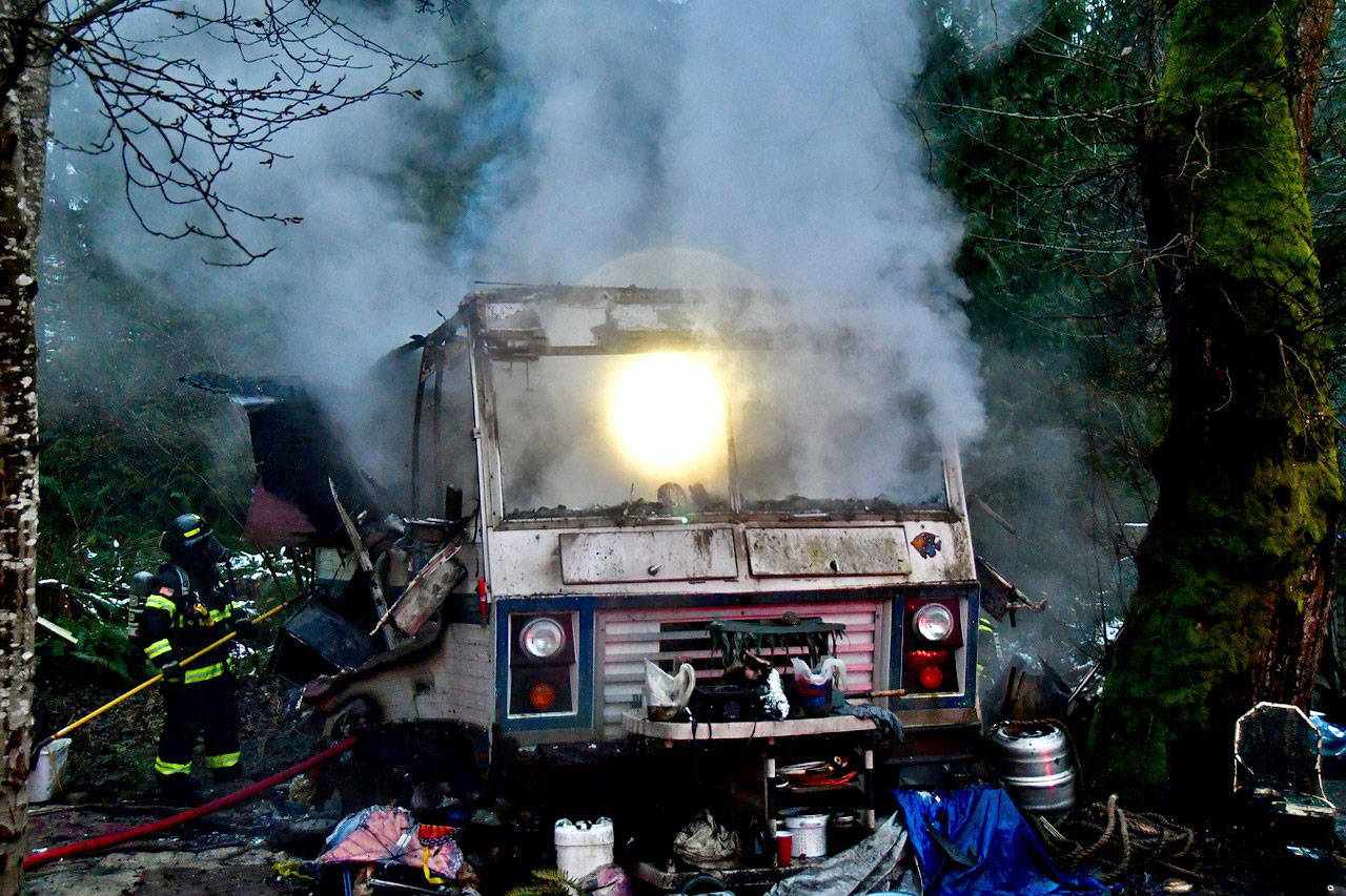 Blaze destroys RV off Old Deer Park Road | Peninsula Daily News