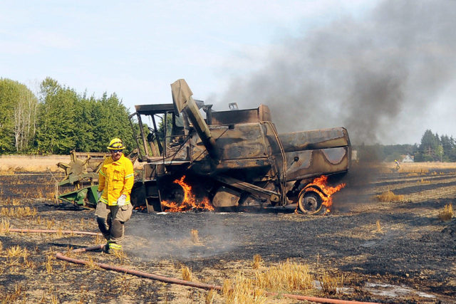 Farm equipment catches fire | Peninsula Daily News