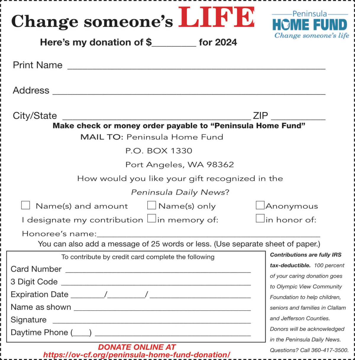 Readers give $108K in donations to Home Fund | Peninsula Daily News